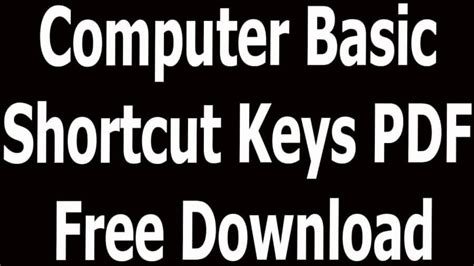 computer basic shortcut keys pdf free download