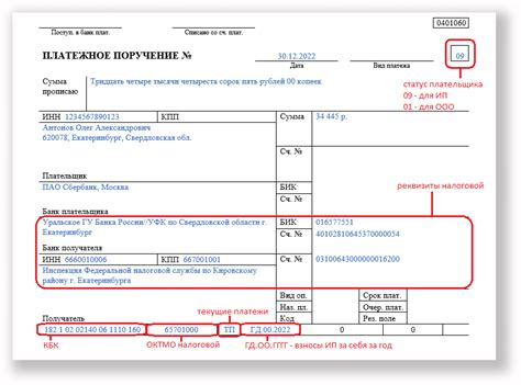 Платежное поручение фиксированные взносы ип в 2022 году за себя образец