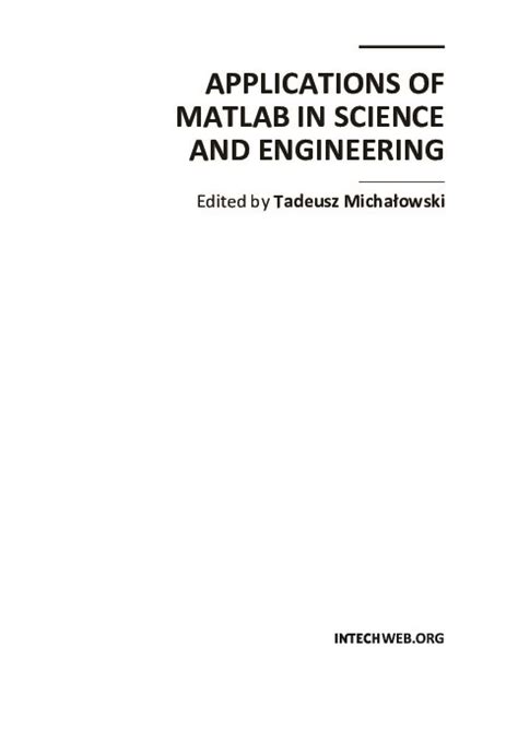 Applications Of Matlab In Science And Engineering Pdfepub Version Downloadable Download