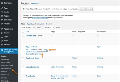 wordpress travel map plugin cmmrm how to export a kml file
