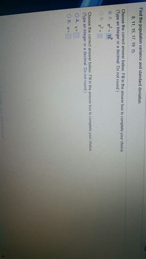 Solved Find The Population Variance And Standard Deviation