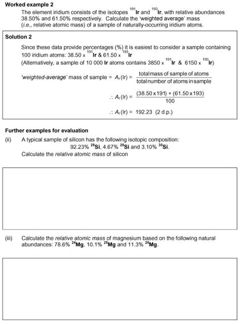 Calculating Relative Atomic Mass From Isotopic Abundances
