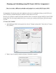 Hint How To Create Different Calendars In MS Project Planning And Scheduling Using MS Project