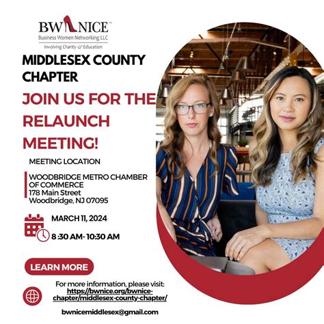We Are Thrilled To Announce The Re Launch Of Our Middlesex County Chapter On March 11th Join Us