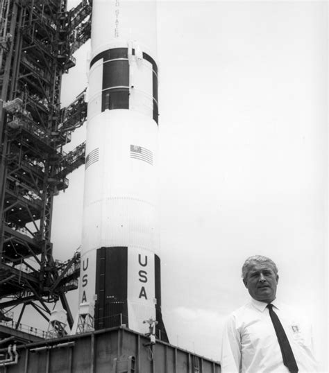 Dr Wernher Von Braun With The Apollo 11 Saturn V Launch Vehicle Nasa