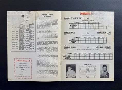 Boxing Program Mando Ramos Vs Yoshiaki Numata 1969 Ernie Lopez Ebay