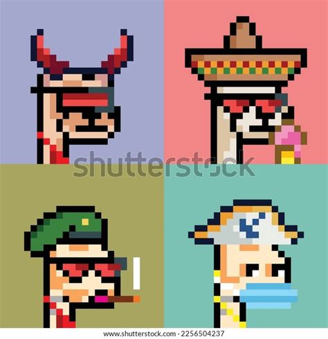 Pixel Art Cat Character Attribute Assets Stock Vector Royalty Free