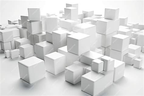 Premium Ai Image Minimalist Art Installation Of White Cubes On A White Surface Generative Ai