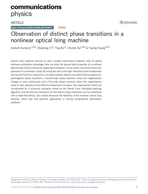 Pdf Observation Of Distinct Phase Transitions In A Nonlinear Optical