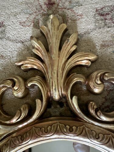 Vintage Large Syroco Gold Scroll Wall Mirror Ornate Hollywood Regency
