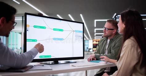 Professional Engineers Using Node Editor For Ai Business Development Stock Illustration