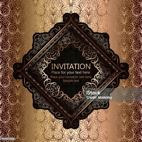 붓글씨 럭셔리 골드 Flourishes 및 빈티지 프레임 빅토리아 배너 배경 장식 초대 카드 바로크 스타일 패션 패턴 디자인 서식 파일으로 추상적인 배경 0명에 대한 스톡