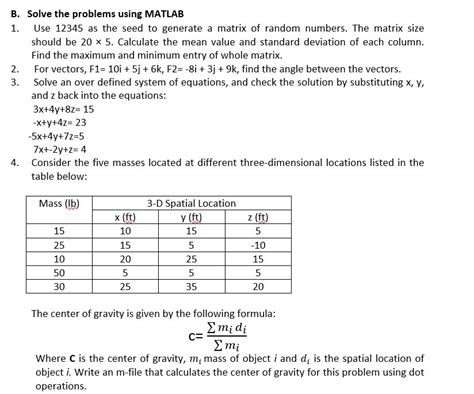 Solved B Solve The Problems Using MATLAB Use As Chegg