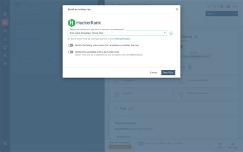how to send hackerrank customized tests from freshteam freshteam support