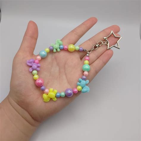 Kidcore Pastel Pony Keychain Rainbow Decora Fairy Kei Cute Kawaii Etsy Beaded Jewelry