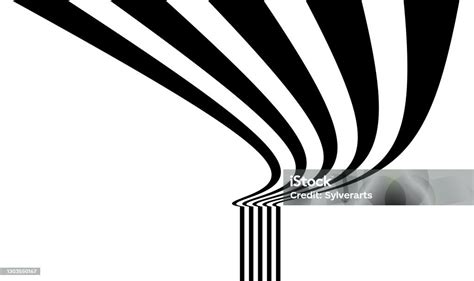 추상 벡터 배경 선형 원근 일러스트 레이션 Op 아트가 있는 원근면에서 3d 흑백 선 0명에 대한 스톡 벡터 아트 및 기타 이미지 0명 3차원 형태 강 Istock