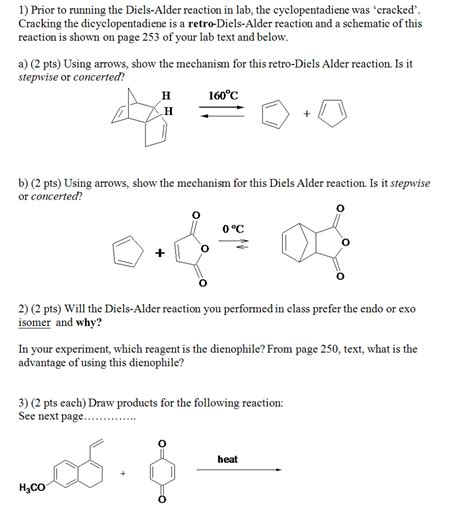 Solved Prior to running the Diels-Alder reaction in lab, the | Chegg.com