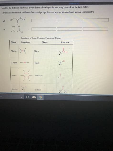 Solved Dentify The Different Functional Groups In The