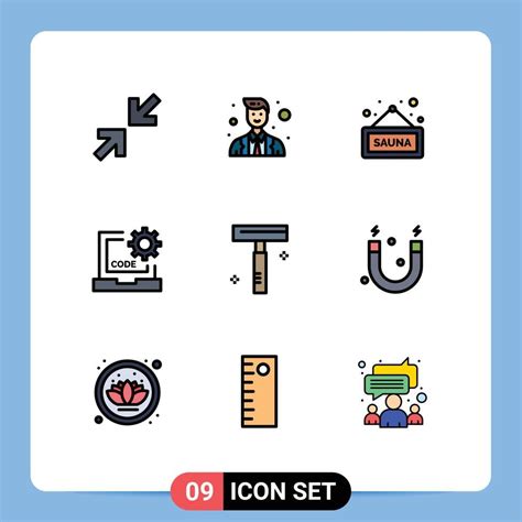 Set Of 9 Commercial Filledline Flat Colors Pack For Cosmetic Programming Sauna Development