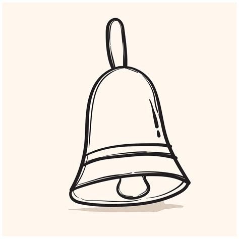Hand drawn doodle bell. Vector sketch illustration of black outline ...