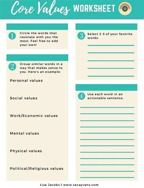 16 Worksheets For Identifying Your Core Values Personal Core Values
