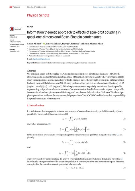 Information Theoretic Approach To Effects Of Spinorbit Coupling In