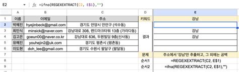 구글시트활용 Sql쿼리대시보드제작 3 구글시트에서 데이터클렌징표준화으로 가공하기 정규표현식 Regexextract
