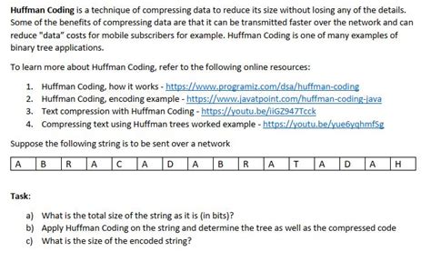 Solved Huffman Coding Is A Technique Of Compress Solutioninn