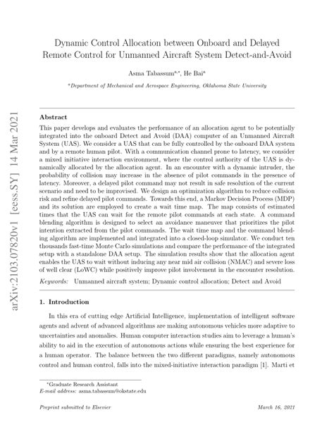 Pdf Dynamic Control Allocation Between Onboard And Delayed Remote