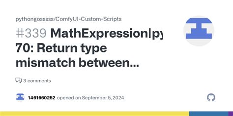 mathexpression pysssss 70 return type mismatch between linked nodes a
