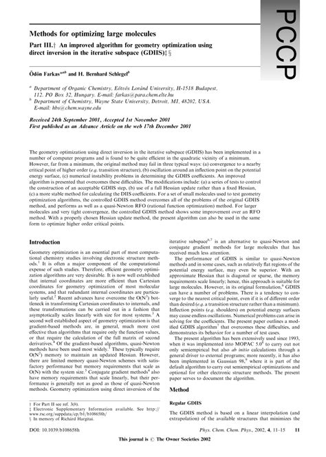 PDF Methods For Optimizing Large Molecules Part III An Improved Algorithm For Geometry