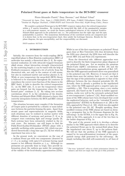 Pdf Polarized Fermi Gases At Finite Temperature In The Bcs Bec Crossover