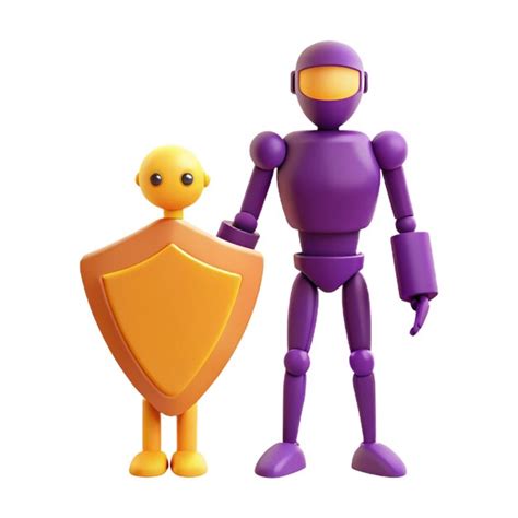 A Robot And A Shield With A Yellow Shield Next To It Premium Ai Generated Psd