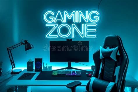 Ai Generated A Contemporary Gaming Setup Featuring Vibrant Lighting Stock Illustration