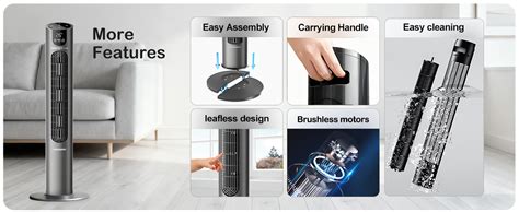 115cm Oscillating Quiet Tower Fan With Remote Control 8 Speeds 12h