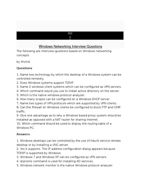 Windows Networking Interview Questions And Answers Insightful Responses To Common Windows