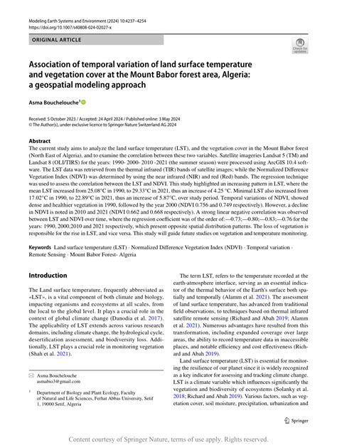 Association Of Temporal Variation Of Land Surface Temperature And Vegetation Cover At The Mount
