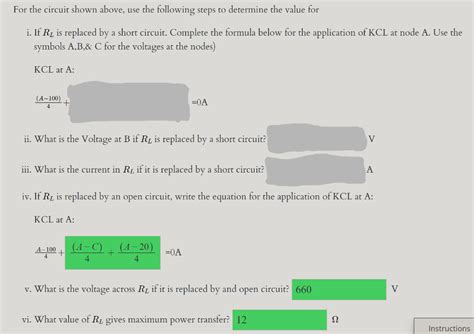 solved for the circuit shown above use the following steps