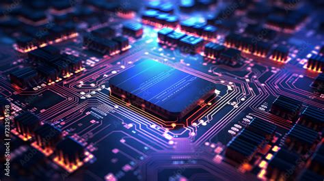 data microprocessor in neon colors with dark cinematic futuristic