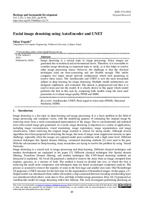 Pdf Facial Image Denoising Using Autoencoder And Unet