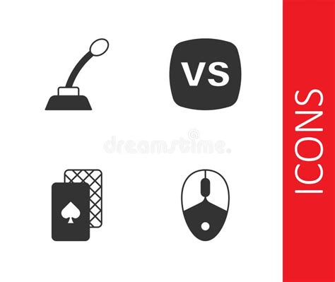Set Computer Mouse Microphone Playing Cards And Vs Versus Battle Icon Vector Stock Vector