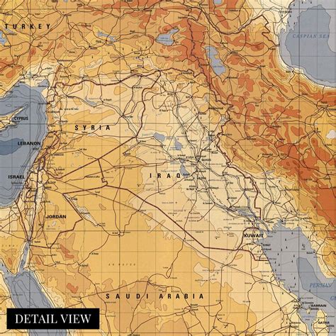 1991 Operation Desert Storm Map Desert Storm Planning Graphic Wall