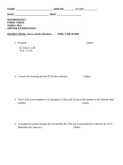 Mathematics F3 Qs 2 Pdf