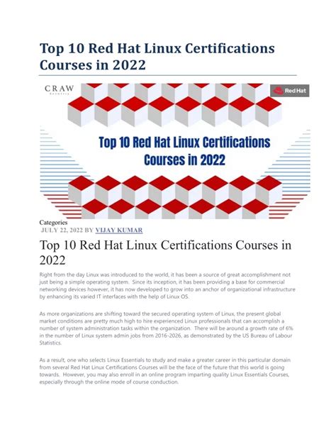 ppt top 10 red hat linux certifications courses in 2022 powerpoint