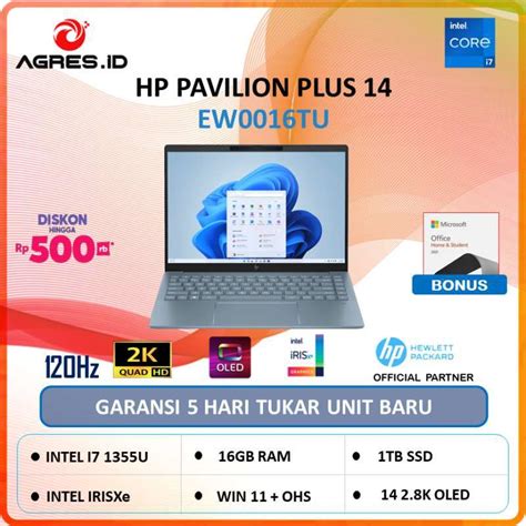 Jual Hp Pavilion Plus 14 Oled I7 1355u 16gb 1tb 14 0 2 8k 120hz Win11 Ohs Di Seller Agres Id
