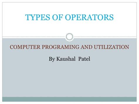 Operator In C Programming Pptx Programming Languages Computing