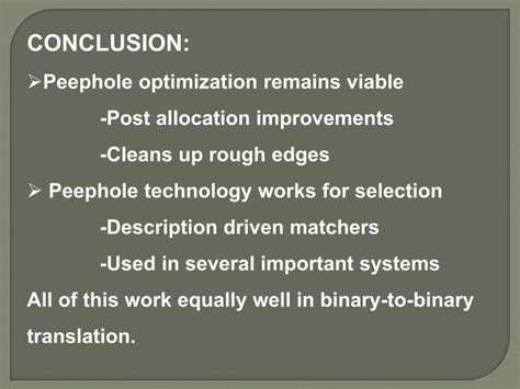 peephole optimization pptx programming languages computing