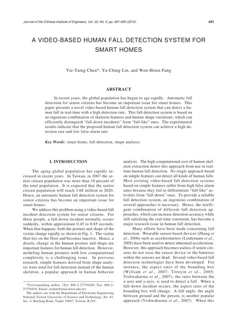 Pdf A Video‐based Human Fall Detection System For Smart Homes