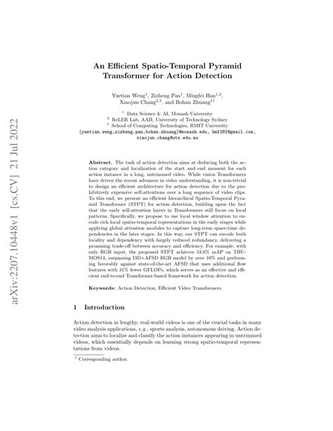 Pdf An Efficient Spatio Temporal Pyramid Transformer For Action Detection