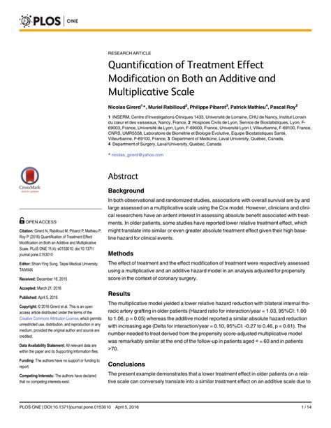 Pdf Quantification Of Treatment Effect Modification On Both An Additive And Multiplicative Scale